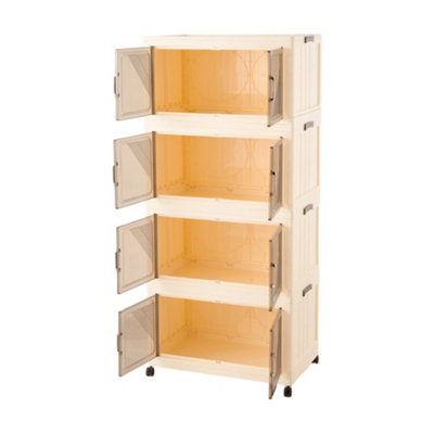 Transparent Four-tier Folding Plastic Storage Cabinet/wardrobe with ...