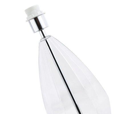 Transparent Glass and Polished Chrome Table Lamp Base with Inline Cable ...