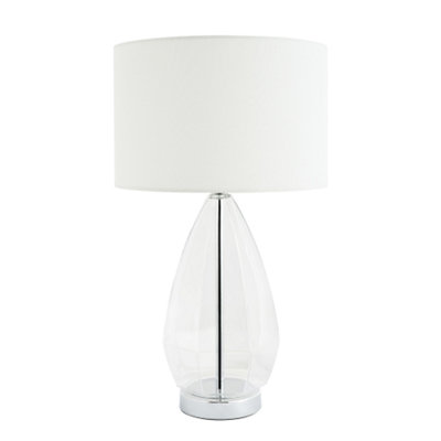 Transparent Glass and Polished Chrome Table Lamp Base with Inline Cable ...