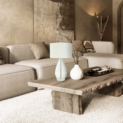 Transparent Glass and Polished Chrome Table Lamp Base with Inline Cable ...