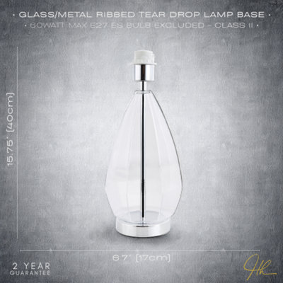 Transparent Glass and Polished Chrome Table Lamp Base with Inline Cable ...