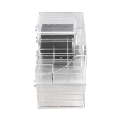 Transparent Plastic Makeup Organizer Cosmetic Storage Box with 6 Drawers