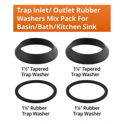 Trap Inlet Outlet Rubber Washer Mix Pack 32mm 40mm for Sink Basin Bath ...