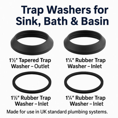 Trap Washer Set with PTFE Tape 32mm 40mm Rubber Inlet Outlet Pack for ...