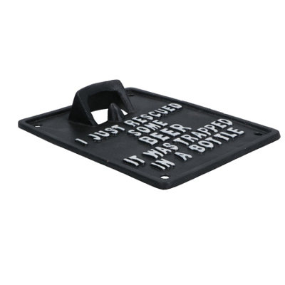 Trapped In a Bottle Opener Cast Iron Sign Gift Garage Shed Bar Man Cave