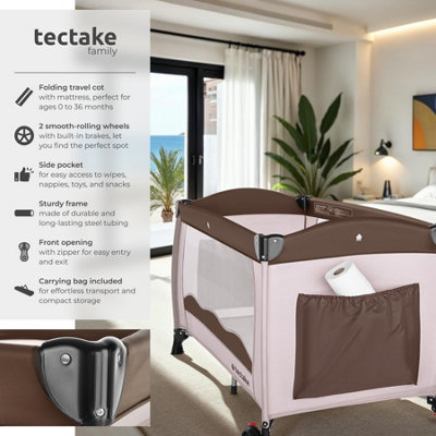 Travel Cot - foldable, for children up to 36 months, including carry ...