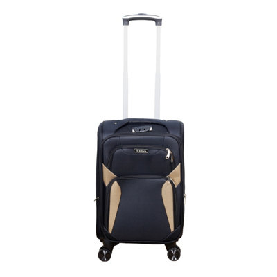 Travel Suitcase 20" Black Brown Expandable Luggage Trolley 360 8-Wheel ...