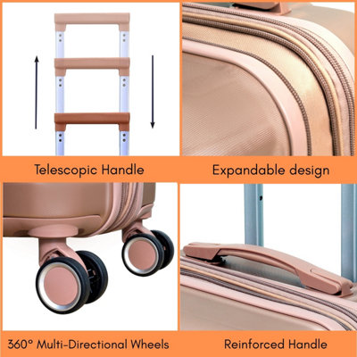 Travel Suitcase 20" Denver Rose Gold Expandable Luggage Trolley 360 8 ...