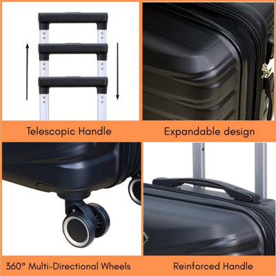 Travel Suitcase 32" Denver Black Expandable Extra Large Luggage Trolley ...