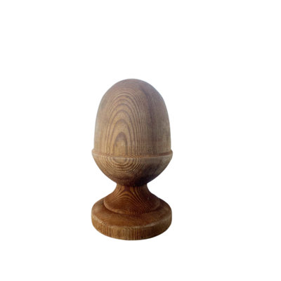 Treated Wooden Fence Post Caps - 75mm Acorn Top - Brown