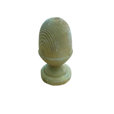 Treated Wooden Fence Post Caps - 75mm Acorn Top - Green