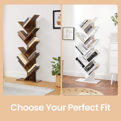 Tree Bookshelf, 9-Tier Floor Standing Bookcase, Space-Saving Corner ...