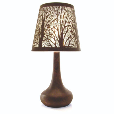 Tree Design Touch Operated Lamp - Mains Powered Bronze Effect ...