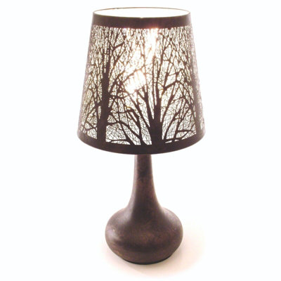 Tree Design Touch Operated Lamp - Mains Powered Bronze Effect ...