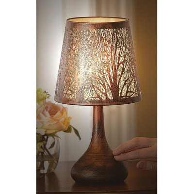 Tree Design Touch Operated Lamp - Mains Powered Bronze Effect ...