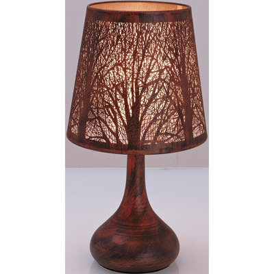 Tree Design Touch Operated Lamp - Mains Powered Bronze Effect ...