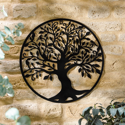 Tree of Life Garden Wall Art - Decorative Iron Indoor Outdoor Ornament ...