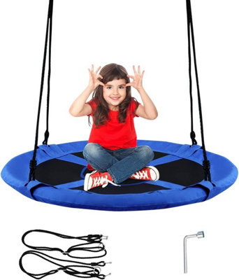 Tree Swing 100cm Saucer Round Tree Swing Height Adjustable-blue