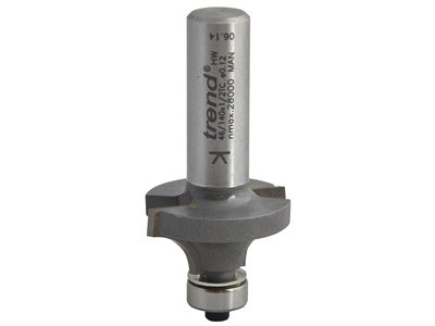 Trend 1/4 TCT 9.5mm Bearing Self Guided Router Bit Ovolo Profile Round ...