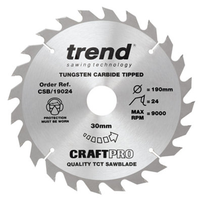 Trend 190m 30m Bore 24T Combination Cut Saw Blade For Hand Held ...