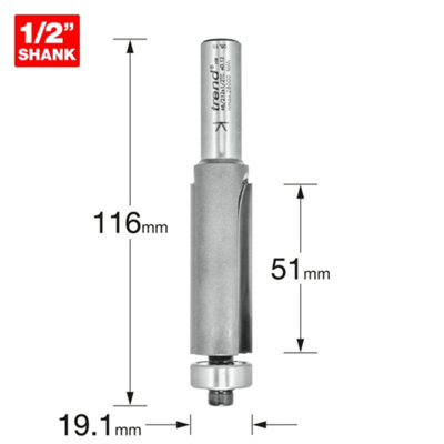 Trend 46/212X1/2TC 1/2" 19.1mm x 50mm Bearing Guided Trimmer Router Bit ...