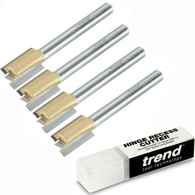 Trend BR04X1/4TC 12mm 1/4" TCT Straight Hinge Recess 2 Flute Router ...