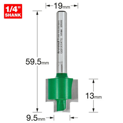 TREND C231X1/4TC 19MM TONK STRIP SHELF REBATE CUTTER 1/4IN SHANK ROUTER BIT