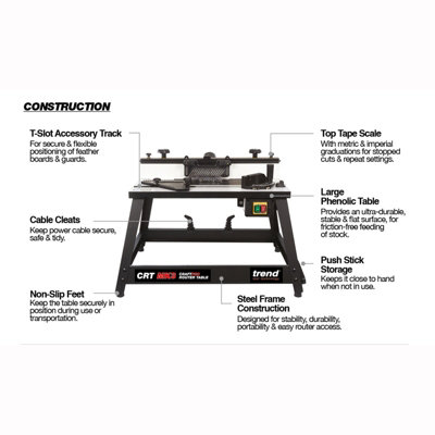 Trend CRT MK3 CraftPro 240v Router Table MK3 Portable Site Benchtop Workshop