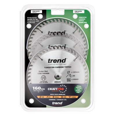 Trend CSB/160/3PK Plunge Saw Blades 160 x 20mm 48T Festool TS55 ...