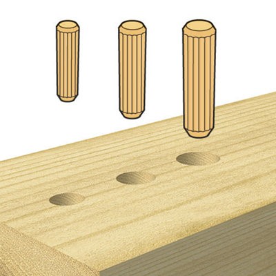 Trend DWL/5/50 50mm x50 Dowels Multi-grooved Kiln Dried Hardwood Dowel Pins