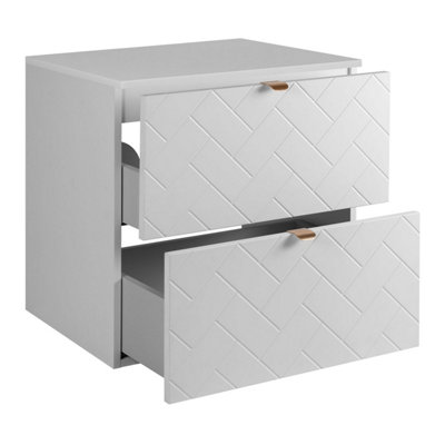 Trend Herringbone Pattern Door 60cm Bathroom Cabinet Vanity Unit with ...