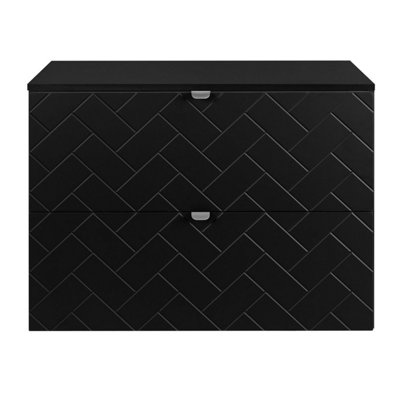 Trend Herringbone Pattern Door 80cm Bathroom Cabinet Vanity Unit with ...