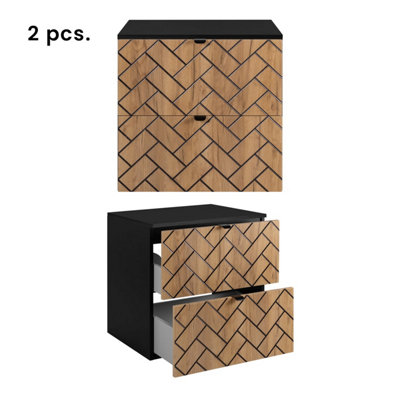 Trend Herringbone Pattern Door Bathroom Cabines Vanity Units Set with ...
