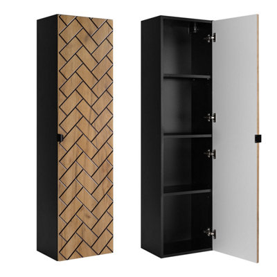 Trend Herringbone Pattern Door Bathroom Cabines Vanity Units Set with ...