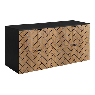 Trend Herringbone Pattern Door Bathroom Cabines Vanity Units Set with ...