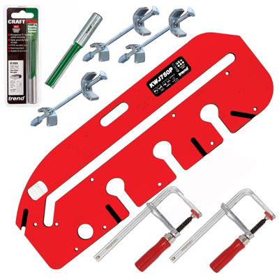Trend KWJ750P Pro Kitchen Worktop Jig 50mm C153 Cutter Pair of Clamps ...
