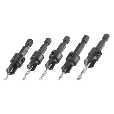 Trend QR/CS/SET Quick Release 5 Piece Countersink Drill Bit Set 1/4 Hex ...