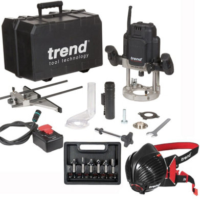 Trend T14EK 2300W Variable Speed Plunge Router 240V 6pc Cutter Set ...