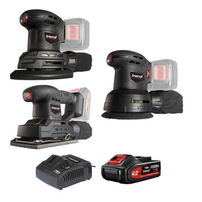 Trend T18S 18V 3pc Sanding Set- TSSB 1/3 Sheet ROS125B Orbital DSB ...