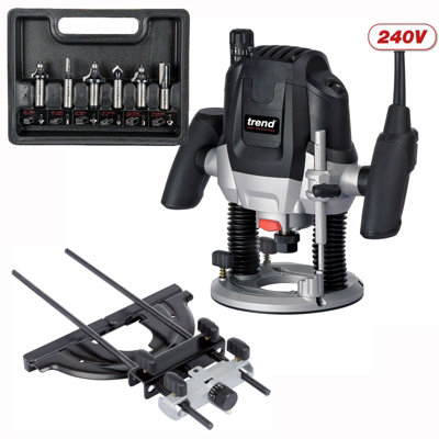 Trend T7EK 1/2in 2100W Variable Speed Router Plunge Cut 240V +6 Piece ...