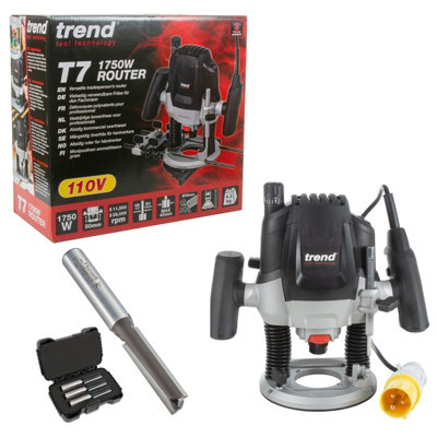 Trend T7ELK 1/2in 1750W Plunge Cut Router 110V + Kitchen Worktop 50mm ...