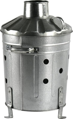 Trendi 15L Mini Galvanised Incinerator Fire Bin for Rubbish Wood Garden ...