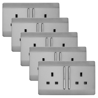Trendi 2 Gang Artistic Modern Glossy 13 Amp Long Switched Plug Socket ...