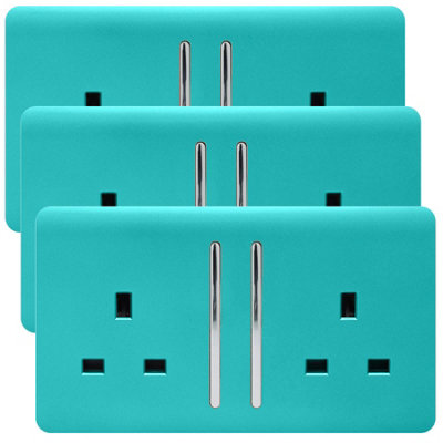 Trendi 2 Gang Artistic Modern Glossy 13 Amp Switched Plug Socket Bright ...