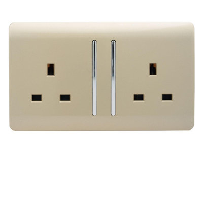 Trendi 2 Gang Artistic Modern Glossy 13 Amp Switched Plug Socket ...