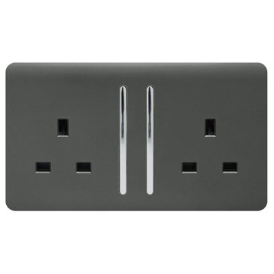 Trendi 2 Gang Artistic Modern Glossy 13 Amp Switched Tactile Plug ...