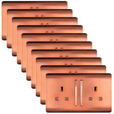 Trendi 2 Gang Artistic Modern Glossy 13 Amp Switched Tactile Plug ...