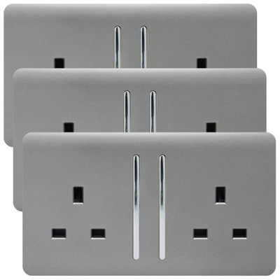 Trendi 2 Gang Artistic Modern Glossy 13 Amp Switched Tactile Plug ...