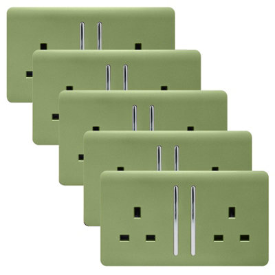 Trendi 2 Gang Artistic Modern Glossy 13 Amp Switched Tactile Plug ...