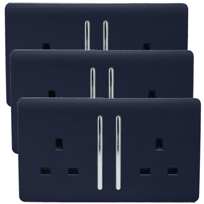 Trendi 2 Gang Artistic Modern Glossy 13 Amp Switched Tactile Plug ...